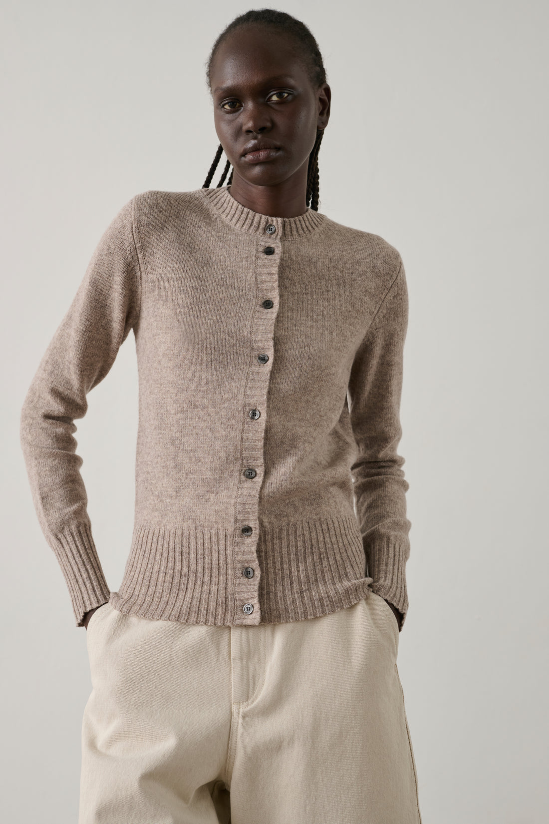 Cardigan Fugu - Beige - Laine mérinos - Femme